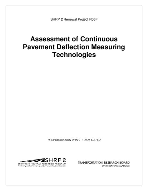 Pdf Assessment Of Continuous Pavement Deflection Measuring Technologies