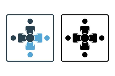 비즈니스 공동 작업 아이콘입니다 사람 팀워크 견고한 아이콘 스타일 디자인 간단한 벡터 디자인 편집 가능 개발에 대한 스톡 벡터 아트 및 기타 이미지 Istock