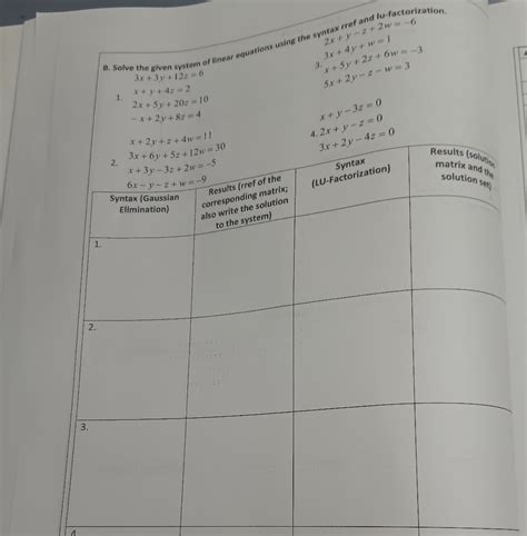 solved b ﻿solve the given system of linear equations using