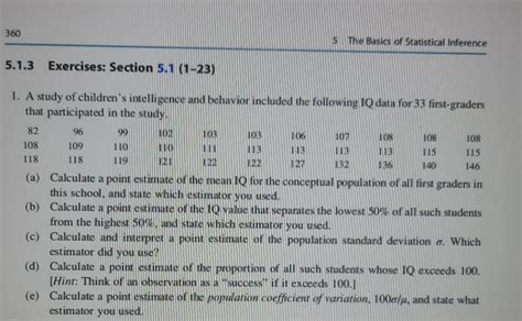 Solved 360 The Basics Of Statistical Inference 513