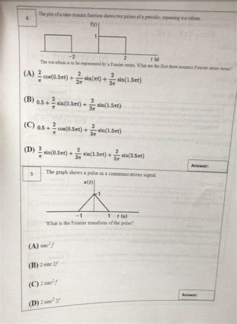 Solved The Plot Of Time Domain Function Shows Two Pulse Od A