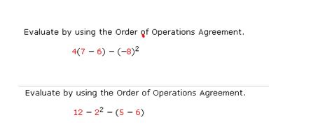 Solved Evaluate By Using The Order Of Operations Agreement Chegg Com