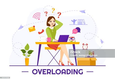바쁜 작업과 멀티태스킹 직원으로 벡터 일러스트레이션을 오버로드하여 손으로 그린 템플릿으로 많은 문서 또는 디지털 정보를 완성합니다 경영자에 대한 스톡 벡터 아트 및 기타