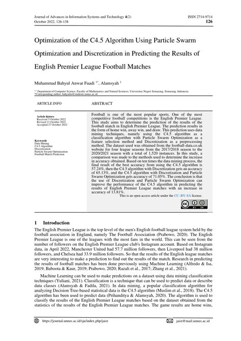 pdf optimization of the c4 5 algorithm using particle swarm optimization and discretization in