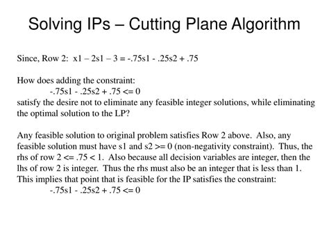 ppt solving ips cutting plane algorithm powerpoint presentation
