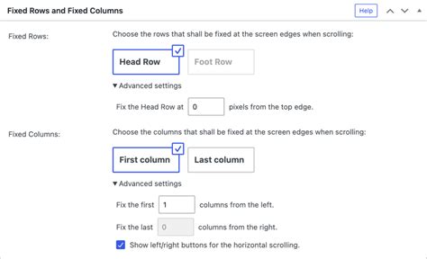 Fixed Rows And Columns TablePress