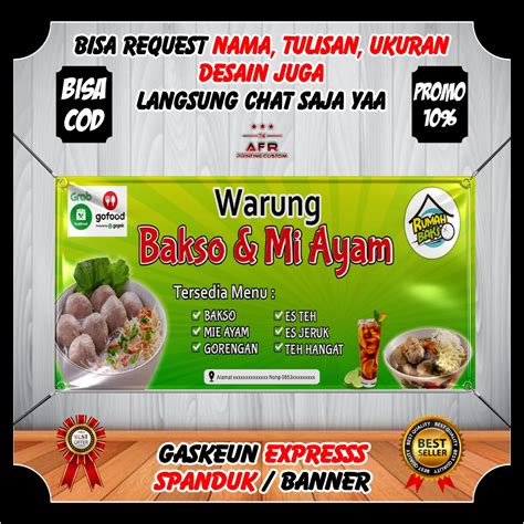 Jual Spanduk Banner Backdrop Mie Ayam Bakso Berkualitas Banner Benner Jualan Mie Bakso Mie