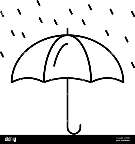 Umbrella Rain Autumn Line Icon Vector Illustration Stock Vector Image
