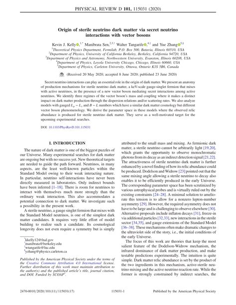 Pdf Origin Of Sterile Neutrino Dark Matter Via Secret Neutrino