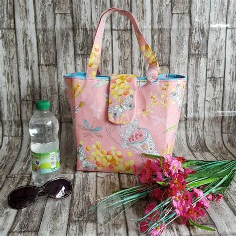 Medium Sized Handmade Handbag With Pink Butterfly Fabric Conscious