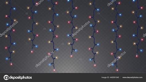 배경에 크리스마스 크리스마스 조명으로 빛나는 갈랜드 장식의 요정밝은 크리스마스 조명이야 스톡 벡터 ©proskurinsergey222 440091040