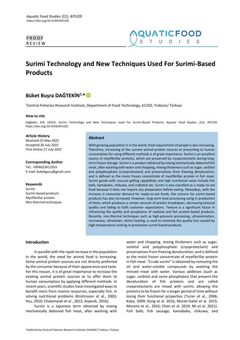 Pdf Surimi Technology And New Techniques Used For Surimi Based Products