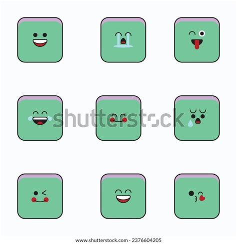 Rectangular Emoticons Icon Set Emoji Faces Stock Vector Royalty Free