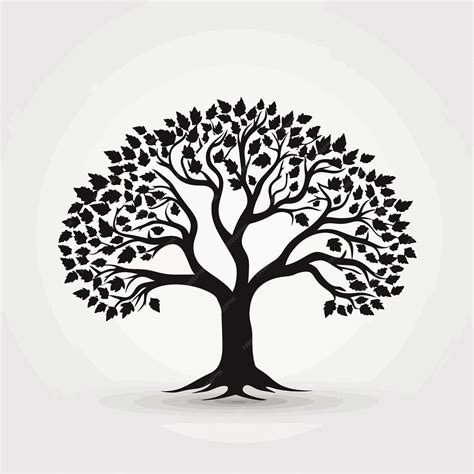 Premium Vector Anoaktreesilhouettetattoovectorsimplistic