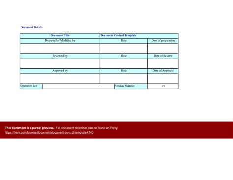 Document Control Template Excel Xls