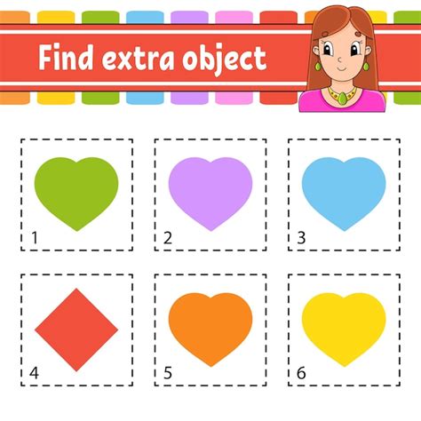 Premium Vector Find Extra Object Educational Activity Worksheet For