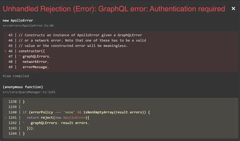 Unhandled Rejection Error Graphql Error Authentication Required · Issue 6070