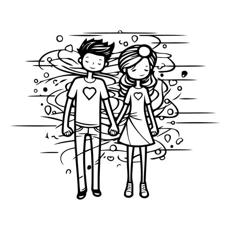 Premium Vector Cute Couple In Love Hand Drawn Vector Illustration Cartoon Style