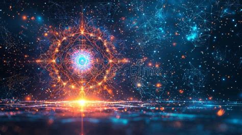 Abstract Network Connections With Golden Nodes On Blue Background Stock Illustration