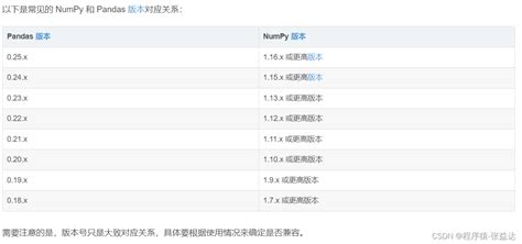 Numpy和pandas的版本对应关系pandas和numpy版本对应关系 Csdn博客