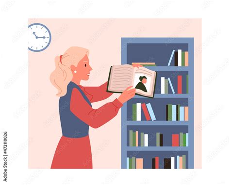 Male Librarian Cartoon Color Illustration Stock Vecto