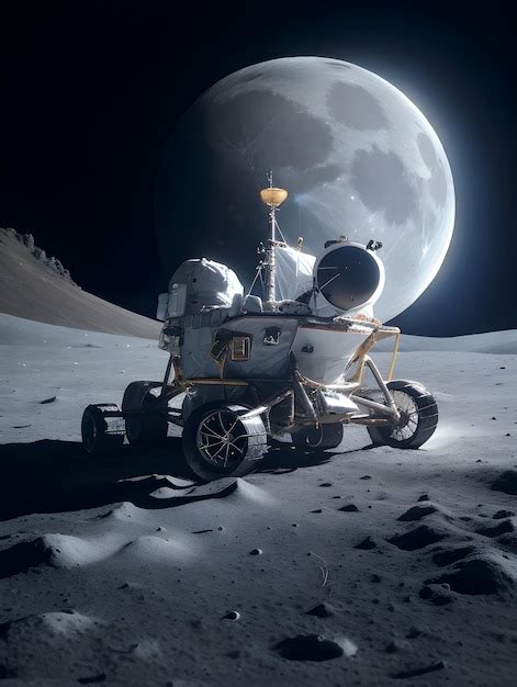 Premium Ai Image Soft Landing Lunar Roving In Moon