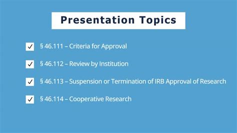 45 Cfr 46 111 114 Criteria For Irb Approval Of Research And More