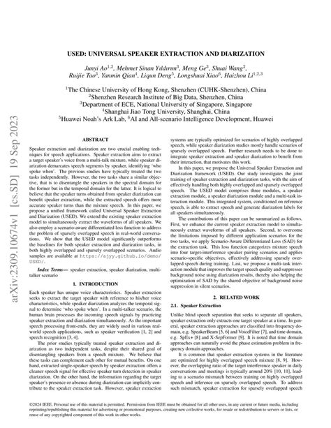 Used Universal Speaker Extraction And Diarization Deepai