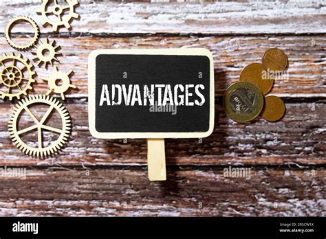 ADVANTAGES Text On White Page Blonde On A Light Background Business And Finance Stock Photo Alamy