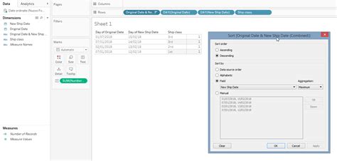 Sorting Date Field In Presence Of Another Date Field In Tableau Stack