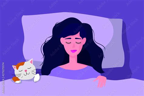 Woman Sleeping In Bed Cartoon