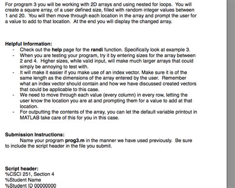Solved For Program You Will Be Working With D Arrays And Chegg
