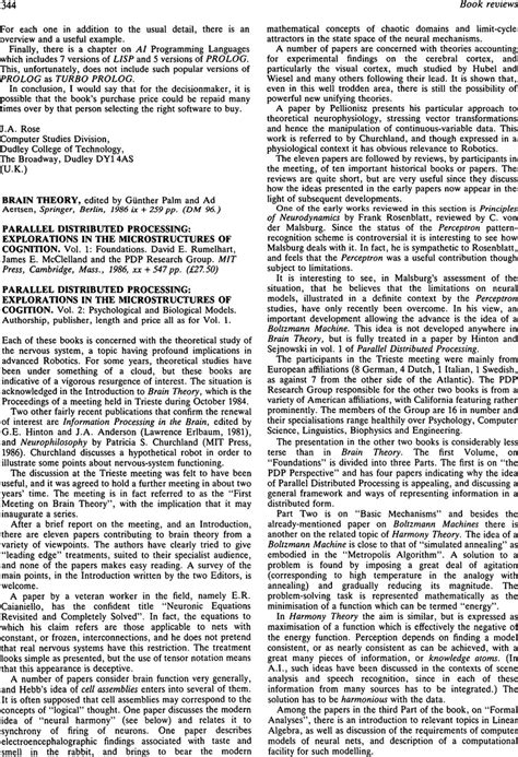 Brain Theory Edited By Günther Palm And Ad Aertsen Springer Berlin