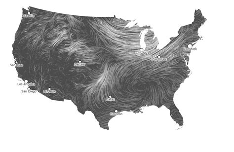 Wind Map Shows Wind Speeds Over The United States