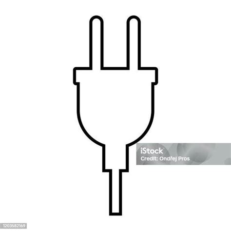 백색 배경에 격리된 전기 플러그 벡터 아이콘입니다 에너지 어댑터 웹 기호 0명에 대한 스톡 벡터 아트 및 기타 이미지 0명