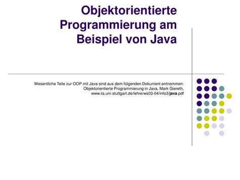 ppt objektorientierte programmierung am beispiel von java powerpoint