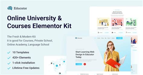 Download Educator Online University Courses Elementor Template Kit Version 1 0 4