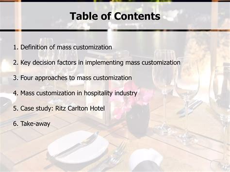 Mass Customization In The Hospitality Industry Pptx