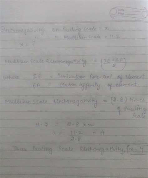 Electronegativity Of An Element On Pauling Scale Is X Its Value In Mulliken Scale Is 11 2 Now X