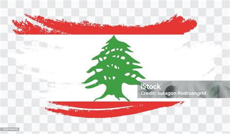 레바논 국기와 함께 그런 지 브러시 스트로크 수채화 그림 깃발 포스터 국기의 배너 스타일 수채화 그리기 투명한 배경에 격리된 벡터입니다 기에 대한 스톡 벡터 아트 및 기타