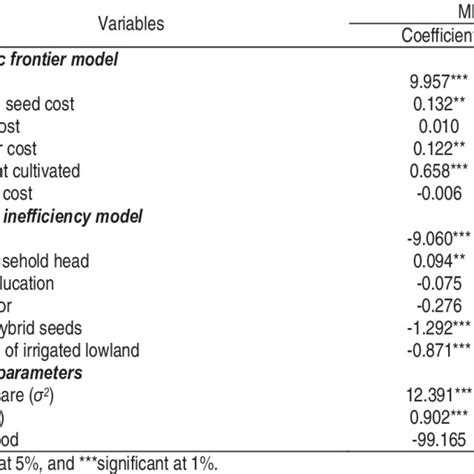 Technical Efficiency And Determinants Download Table