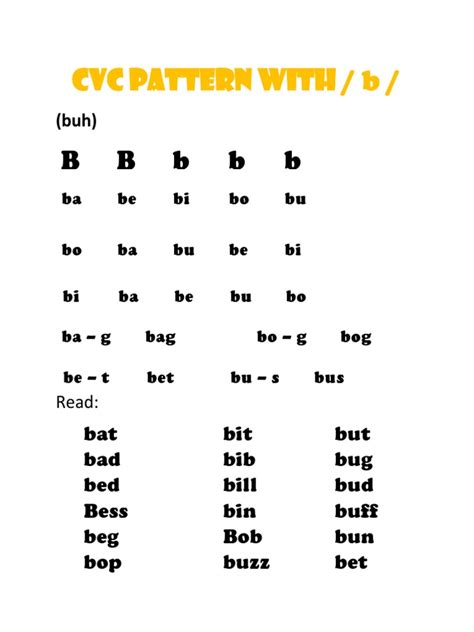 Cvc Pattern With B B B B B B Pdf