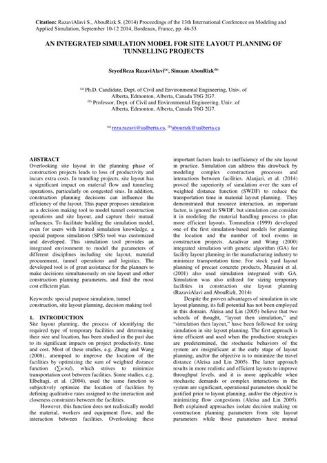 PDF An Integrated Simulation Model For Site Layout Planning Of Tunnelling Projects