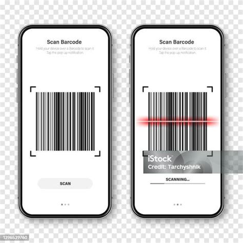 바코드 스캐너 스마트 폰 용 리더 응용 프로그램 식별 추적 코드 일련 번호 디지털 정보가 있는 제품 Id 상점 슈퍼마켓 스캔 라벨 가격표 벡터 일러스트레이션 스마트폰에 대한