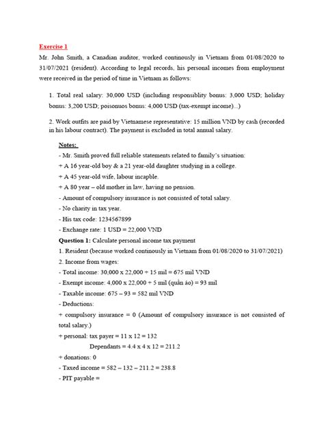 3 Pit Exercises Pdf Salary Income Tax