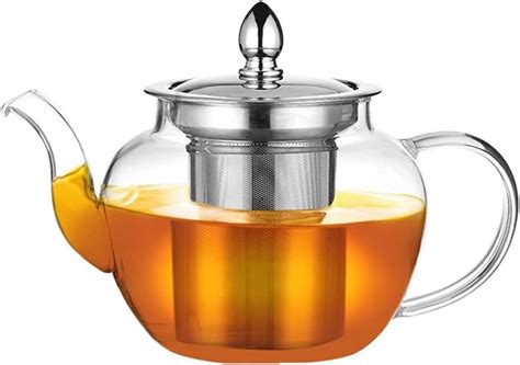 Pluiesoleil Glass Teapot With Infuser Tea Pot Strainer For Loose Tea