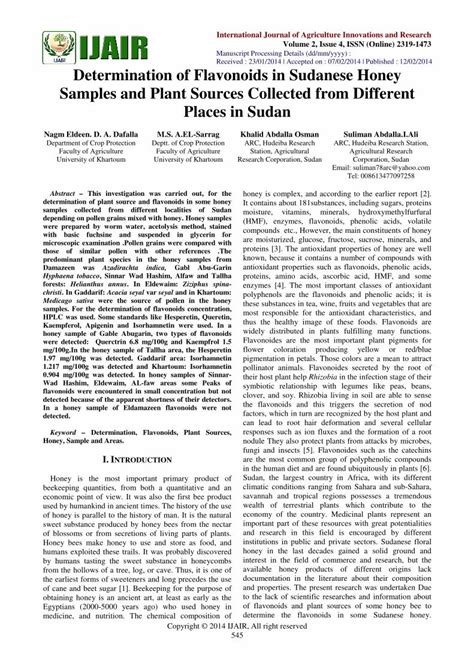 Pdf Determination Of Flavonoids In Sudanese Honey Samples And Dokumen Tips