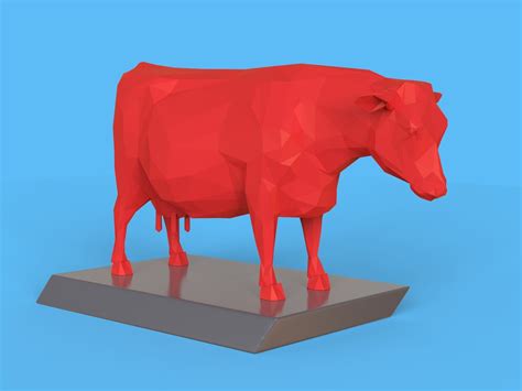The Rookies Low Poly Sculpture Cow By Paburoviii