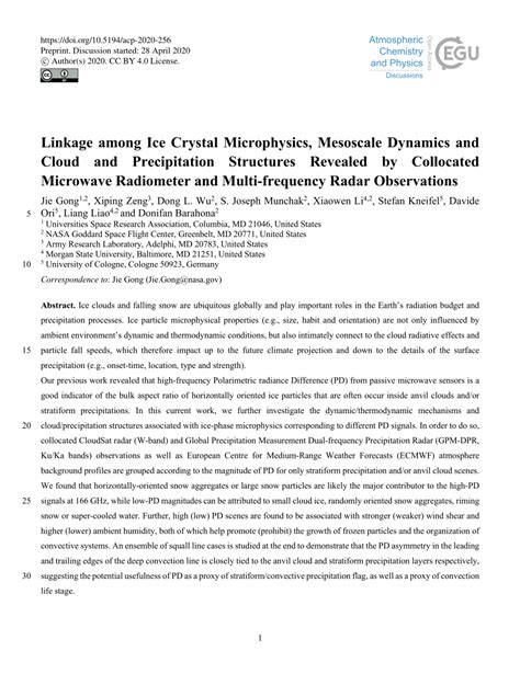 Pdf Linkage Among Ice Crystal Microphysics Mesoscale Dynamics And Cloud And Precipitation
