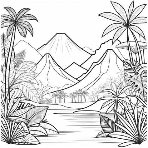 Simplified Vector Jungle Line Art Stable Diffusion Online
